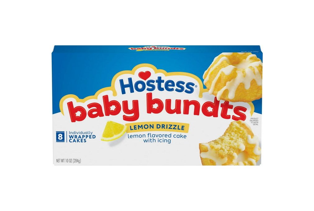 Hostess Baby Bundts, Lemon Drizzle Flavored Mini Cakes, 10 oz Box (8 C ...