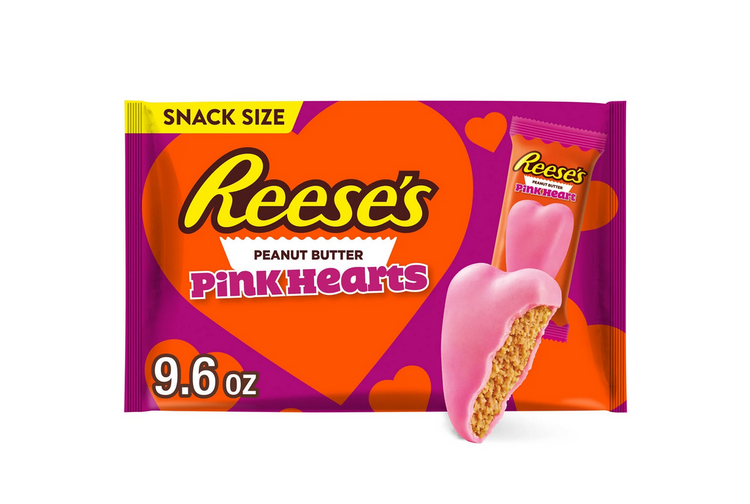 REESE'S Pink Creme Snack Size Peanut Butter Hearts, Valentine's Candy ...